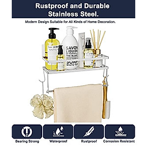 ESOW Paper Towel Holder with Shelf Storage, Adhesive Wall Mount 2-in-1 Basket Organizer for Kitchen & Bathroom, Durable Metal Wire Design, Stainless Steel 304 Brushed Nickel Finish