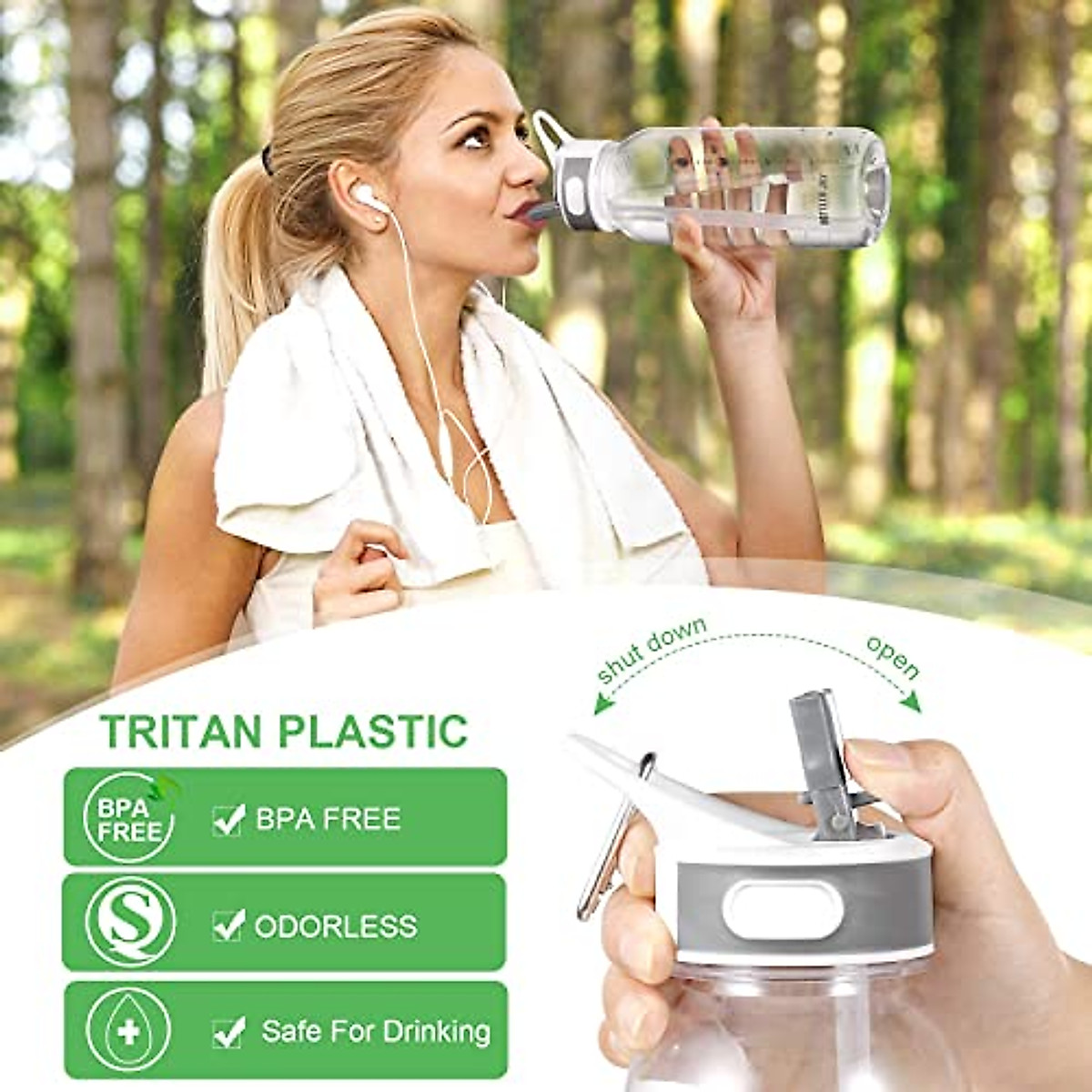 JIMACRO Water Bottle, BOTTLED JOY 1 Litre Water Bottle with Straw and Handle BPA-Free, 32 Oz Daily Water Intake Bottle with Time Markings Tracker to Remind the Drinking Time, Ideal for Hydration