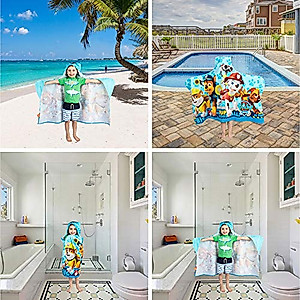 Franco Kids Bath and Beach Soft Cotton Terry Hooded Towel Wrap, 24" x 50", Paw Patrol Blue