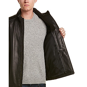 Cole Haan Men's Smooth Lamb Leather Moto Jacket, Black, Large