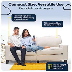 Serta Palisades 78" Track Arm Sofa, Easy Care Polyester, Soft Pillow Back, Pocket Coil Seat Cushions, Removable Covers, Loveseat or Couch for Small Spaces, Living Rooms or Bedrooms, Navy Blue
