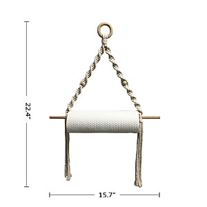 Boho Paper Towel Holder - Macrame Paper Towel Hanging for Kitchen Bathroom