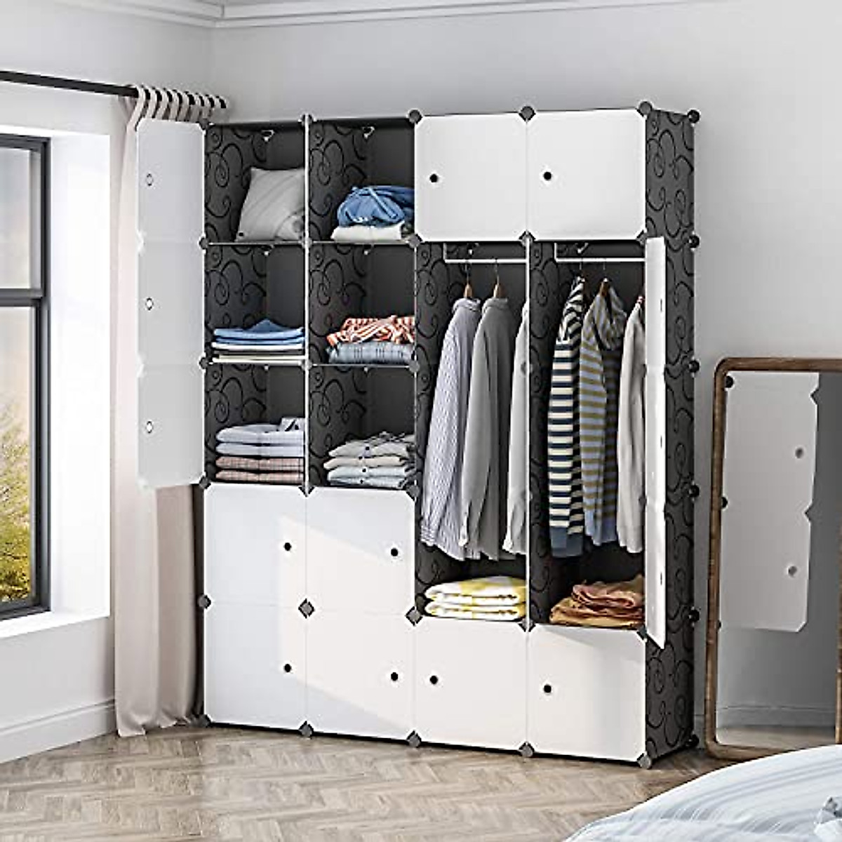 KOUSI Large Cube Storage - (20 Cubes) Organizer Shelves Clothes Dresser Closet Storage Organizer Cabinet Shelving Bookshelf Toy Organizer (56"x18"x70")