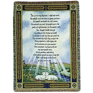 Manual 50 x 60-Inch Tapestry Throw, 23rd Psalm The Lord Is My Shepherd