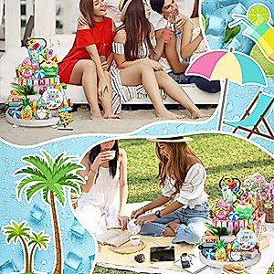 21 Pcs Summer Hawaii Tiered Tray Decor Sign Pool Summer Farmhouse Decor Rustic Beachy Decor Wooden Summer Home Decorations Including Gnome Beaded Garland for Home Kitchen Shelf Table (Hawaii Style)