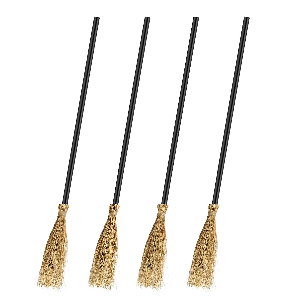 Medoore 4 Pack Halloween Witch Broom Plastic Witch Broomstick Cosplay Broom Props, Realistic Wizard Flying Broom Stick Accessory
