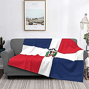 Dominican Republic Flag Blanket,Retro Red and Blue Flags Throw Blankets Fleece Plush Ultra Soft Cozy Luxury Fuzzy Warm Blanket for Bed Couch Chair Sofa Office Decor 50"x40"