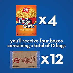 Jolly Time Gourmet Cheddar Cheese Non-GMO Microwave Popcorn (The Big Cheez, 3.2 Ounce (Pack of 12))