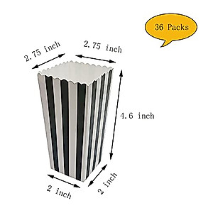36 Pcs Popcorn Boxes Mini Paper Popcorn Box Cardboard Popcorn Container for Party, White and Black Stripes