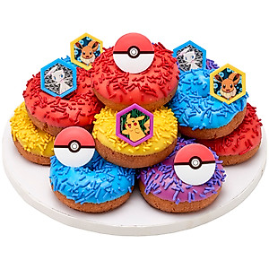 DecoPac Pokémon I Choose You Rings, Cupcake Decorations With Pikachu, Eevee, Mew, and Poké Ball, Multicolored Food Safe Cake Toppers – 24 Pack