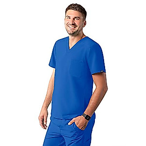 Adar Addition Scrubs for Men - Modern Multi Pocket V-Neck Scrub Top - A6010 - Royal Blue - M