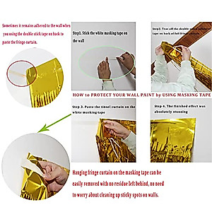 Muhome White Foil Fringe Curtain, 2PCS 3.28FT x 8.2FT Tinsel Door Curtains & 1 Masking Tape White Fringe Backdrop for Wedding Birthday Bridal Shower Bachelorette Party Decorations