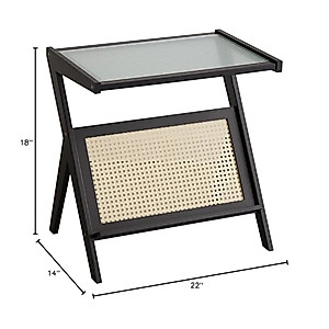 viewcare Black Side Table, Bamboo Wood Small Side Tables for Living Room & Bedroom, Sofa Table with Acrylic Wavy Panel for Small Spaces, Night Stand Table for Bedroom