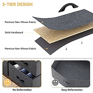 DWVO Dresser for Bedroom, Fabric Dresser with 8 Drawers, Tall Dresser, Double Dresser, Chest of Drawers for Closet, Living Room, Sturdy Steel Frame, Wooden Top, Easy Pull Handle, Black Ash