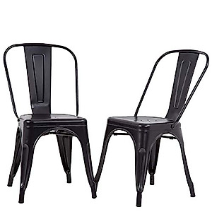 FDW Metal Dining Chairs Set of 2 Patio Chair Indoor Outdoor Chairs Kitchen Metal Chairs Restaurant Chair 18 Inch Seat Height Metal Stackable Chair 330LBS Weight Capacity Tolix Side Bar Chairs