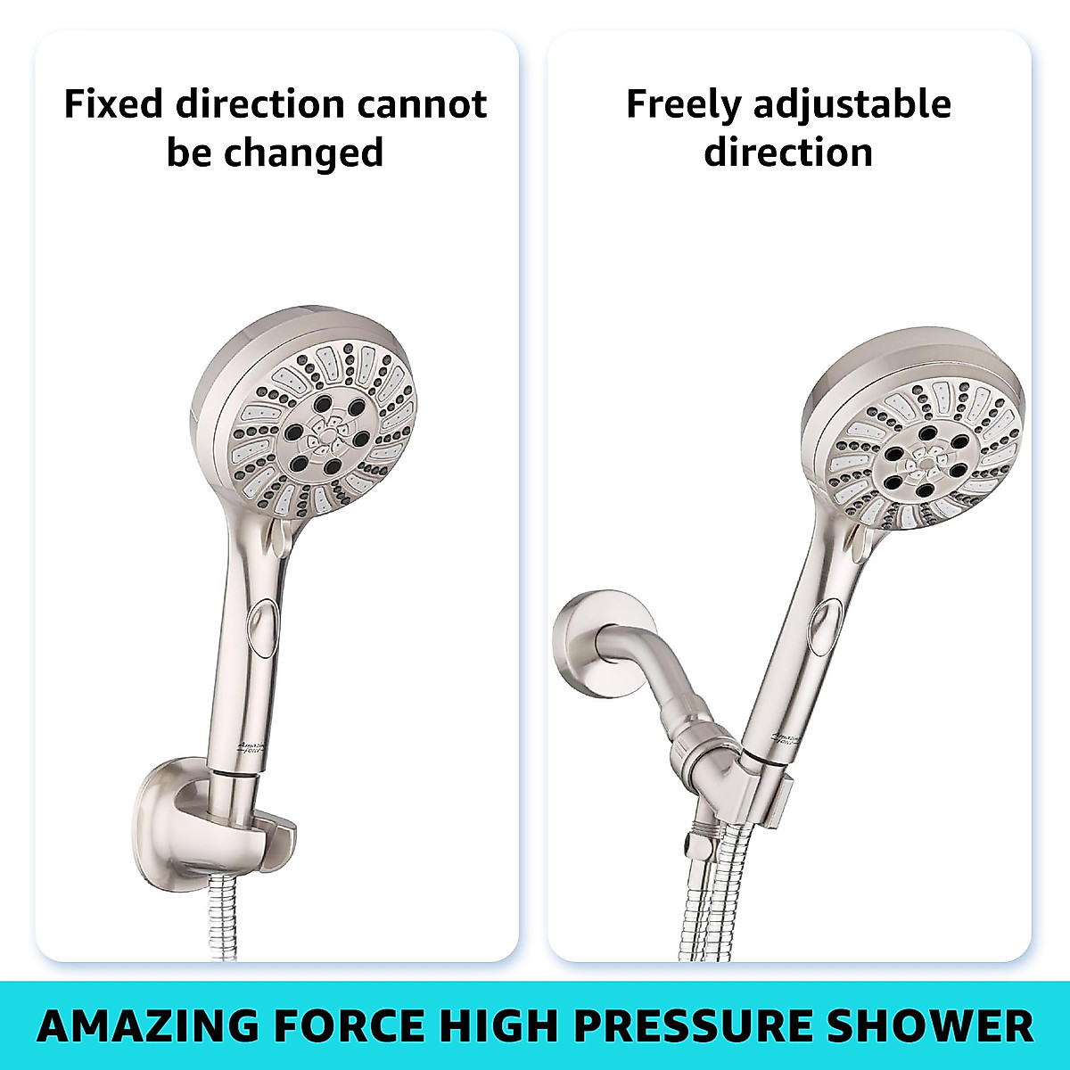 AMAZING FORCE Shower Head with Handheld, 6 Settings Showerhead High Pressure Powerful Water Spray Shower Head Set with 70 Inch Stainless Steel Hose and Bracket