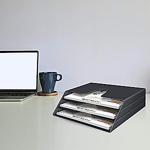 Acrimet Horizontal Triple File Folder Holder Organizer (Black Color)