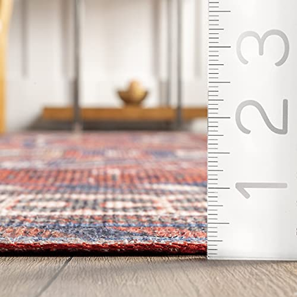 nuLOOM Stella Machine Washable Traditional Tribal Area Rug, 6' x 9', Rust