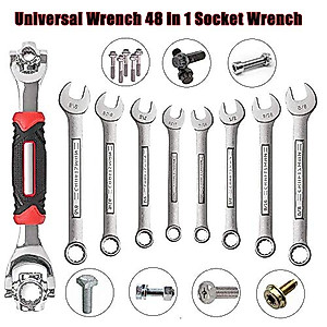 iPstyle Universal Wrench 48 in 1 Socket Wrench Multifunction Wrench Tool with 360 Degree Rotating Head, Spanner Tool for Home and Car Repair