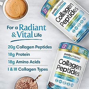 Purely Inspired Collagen Powder Collagen Peptides Powder | Collagen Supplements for Women and Men | Collagen Protein Powder with Biotin | Keto Friendly & Non-GMO | Chocolate, 1.26 lbs (23 Servings)