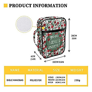 FKELYI Cartoon Color Dinosaur Bible Covers for Women Kids,Church Bag Bible Cover Carrier Carrying Organizer Bag Bible Tote Bag