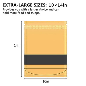 50 pcs Kraft Bags with Window Stand Up Ziplock Seal Paper Bag Resealable Large Food Storage Pouch 10x14in