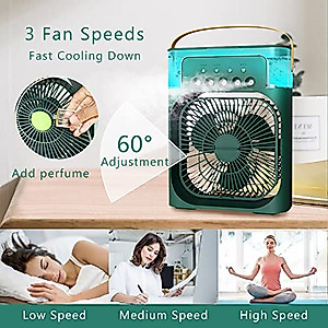 ATHRZ Portable Air Conditioner Fan with Water Spray Misting, 7-Color Lights, 5 Jets, and 3 Speeds - Ideal for Bedroom, Office, and Camping