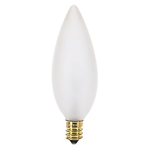 Satco S3285 120V Candelabra Base 25-Watt B9.5 Light Bulb, Frosted, 1 x 1 x 3.5 Inch