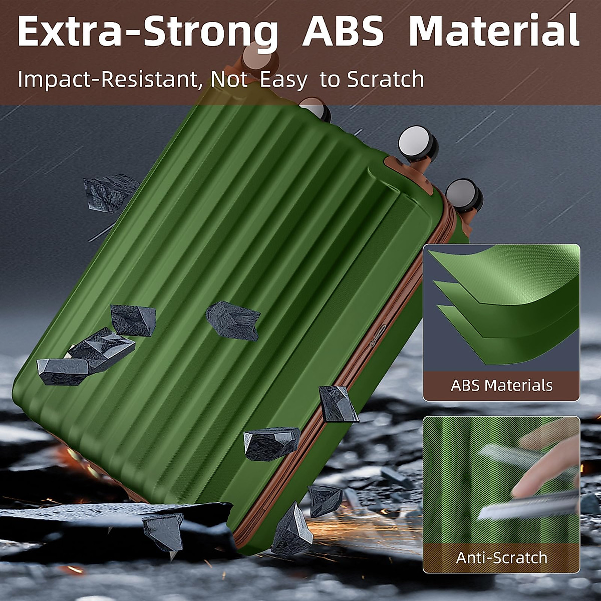 LARVENDER Luggage Sets 6 Piece, Expandable Hardside Suitcase Set Carry on Luggage with Spinner Wheels, Lightweight Travel Luggage Set with TSA Locks for Men and Women, Green