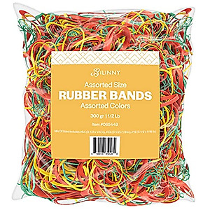 Bilinny Colored Rubber Bands Assorted Sizes 1/2 LB - Made in USA - 3 Colors Assorted Rubber Bands Sizes Included #64 (3.5" X 1/4") #33 (3.5" X 1/8") , and #19 (3.5" X 1/16")