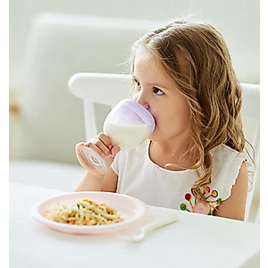 Mokde Mondge Wine Glass Sippy Cup Plastic Goblet Cup Beverage Mug Milk Bottle with Lid for Baby Kids Birthday Party Christmas Celebration New Year Celebrating (Pink)