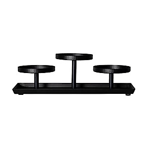 Stratton Home Decor Candle Candelabra Centerpiece | Small Black Pillar Candle Stand with a Matte Finish | Rustic Metal Pillar Candle Holder Decor for Tabletops and Counters | 11"x3.5"x3.5"