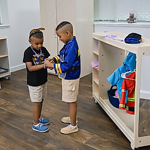 Children’s Factory Mobile Dress Up Storage with Mirrors, Classroom, Nursery, and Daycare Furniture, Kids Pretend Play Organizer, Toddler Cubbies