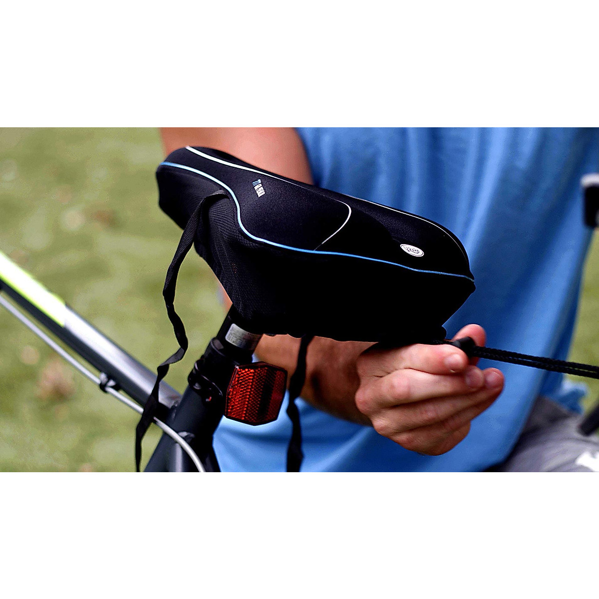 USHAKE Bike Gel Seat Cushion Cover for Unbeatable Comfort & Durability During Mountain, Exercise, Outdoor & Indoor Cycling Rides - 8x11.5 inches with Gel Padding & Ergonomic Design Blue…