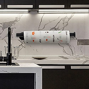 Paper Towel Holder Black, Paper Towel Holder Under Cabinet, Stainless Steel Wall-Mounted Paper Towel Holder - Self-Adhesive or Drilled for Kitchen, Pantry