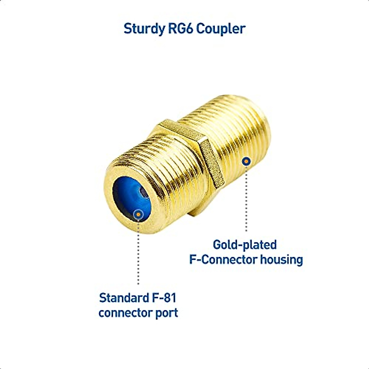 Cable Matters 3-Pack, Gold Plated Coaxial F-Type Coupler for RG6 / F-Type Coaxial RG6 Coupler