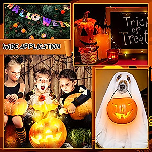 Halloween Pumpkin Lights with Remote and Timer 2 Pieces Flameless Jack O Lantern Pumpkin LED Candles Smart Candle Lights Battery Operated for Halloween Thanksgiving Day Outdoor Pumpkin Decor(Orange)
