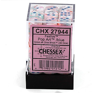Chessex Festive 12mm D6 Dice Block, Pop Art and Blue