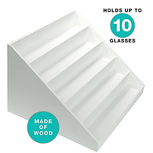 Excello Global Wooden Sunglass Organizer - 12.25 x 10.25 x 7.5 Inches - Holds 10 Pairs of Glasses (White)