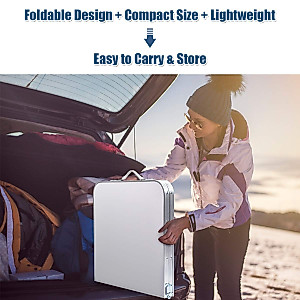 Goplus Folding Camping Table with Storage, Aluminum Outdoor Camp Table with 2-Level Adjustable Height, Lightweight Portable Foldable Picnic Table for Tailgating Beach BBQ Party RV