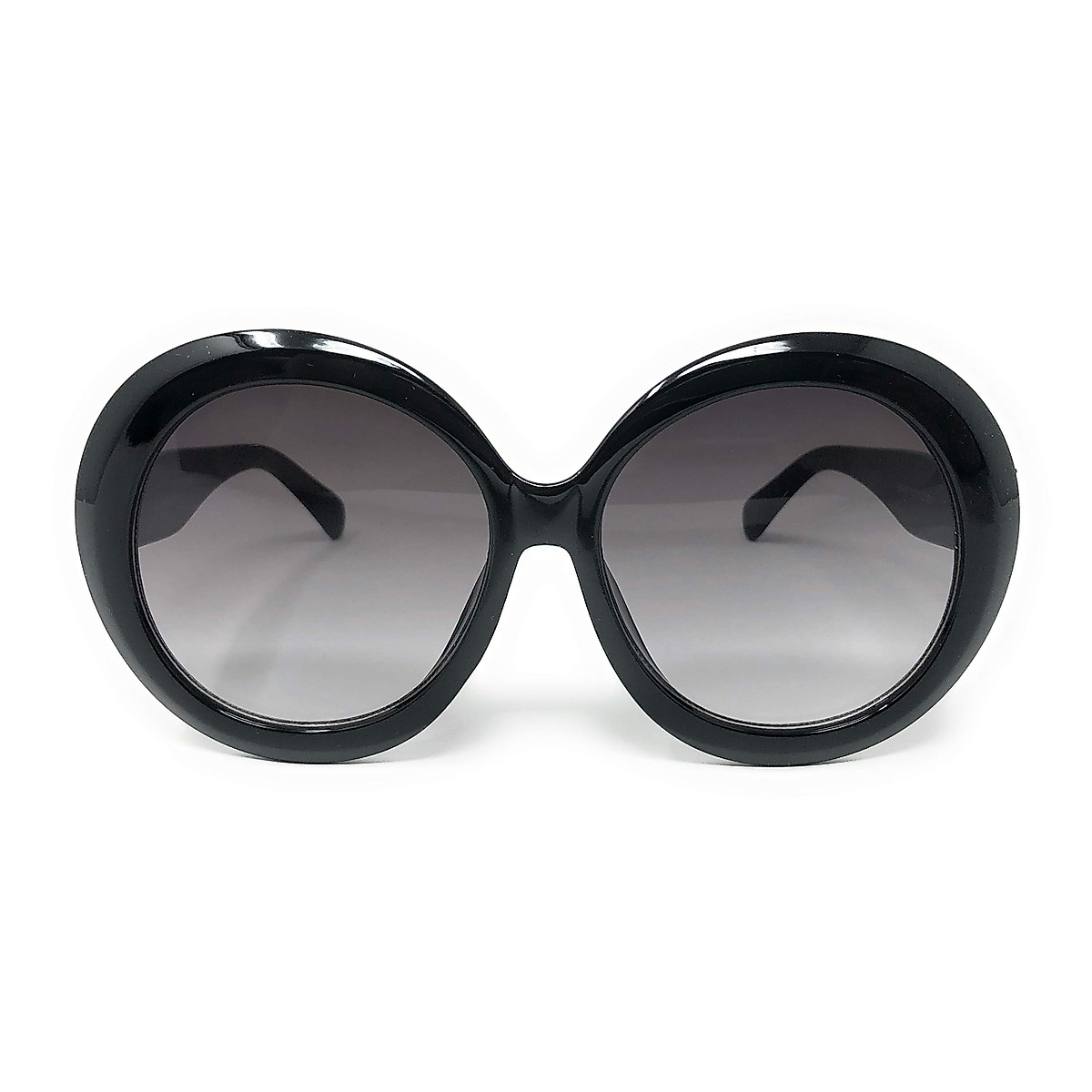My Shades - Women's Oversize XL Circle Thick Frame Sunglasses Designer Inspired (Black, Gradient Smoke)