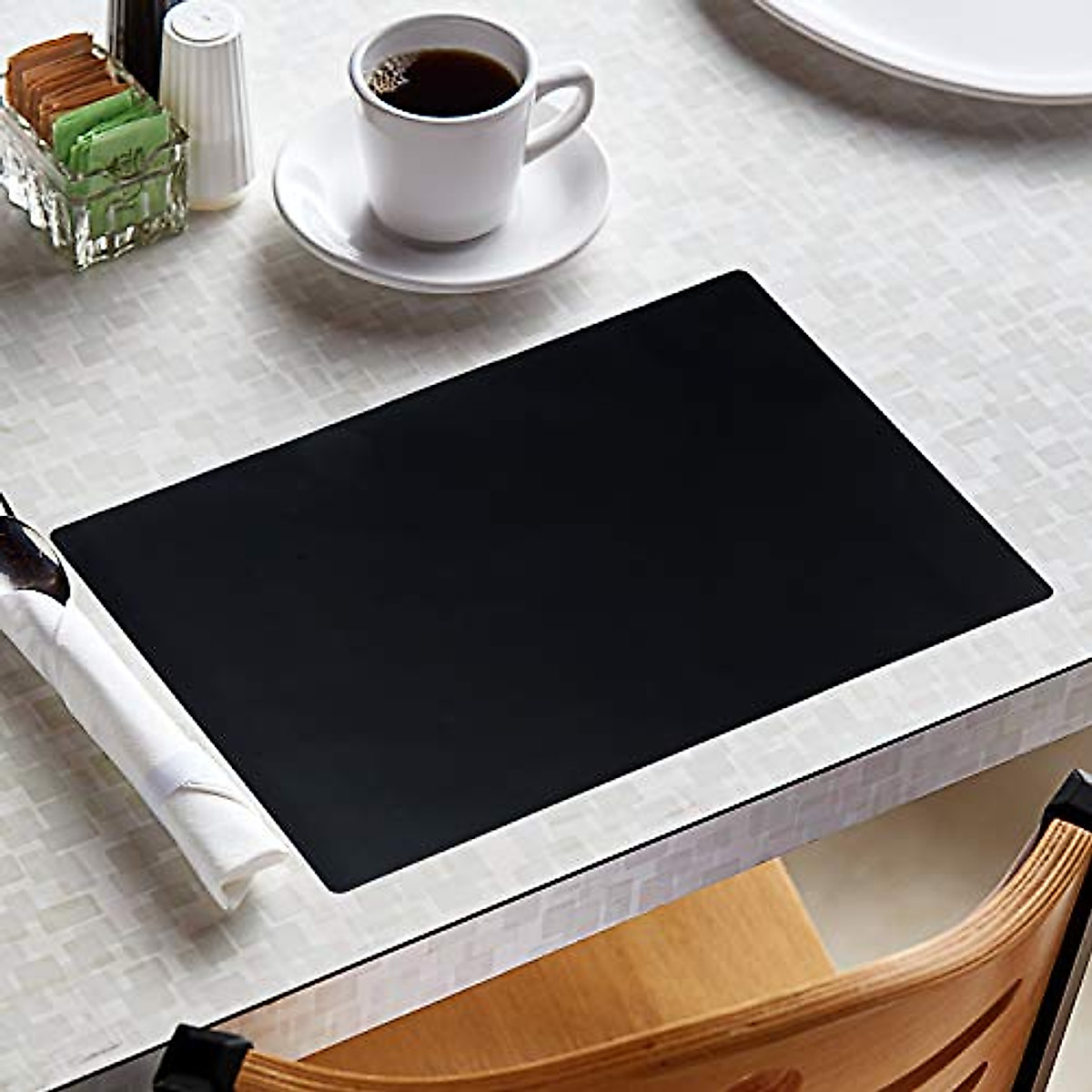 KimTin 60cm×40cm Heat Resistant Mat for Air Fryer Site on, Thick Silicone Mats for Kitchen Counter, Countertop Protector, No-slip Resistant Desk Saver Pad,Multipurpose Mat,Placemat(Black)…