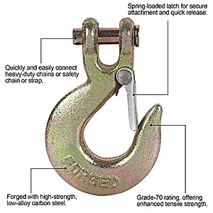 4PCS 1/4-Inch Forged Steel Clevis Slip Hook with Safety Latch, G70 Heavy Duty Towing Winch Hook for Trailer Truck Transport