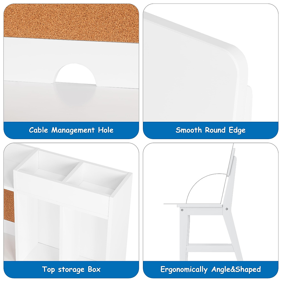 Spirich Kids Desk and Chair Sets, Kids Study Desk Set with Hutch and Storage, Children Wooden Study Table for 5-12 Years Old, Student Writing Desk Computer Workstation