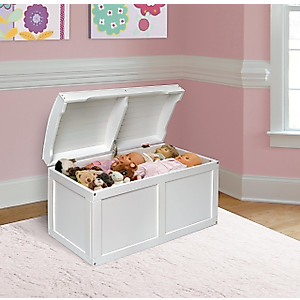 Badger Basket Hardwood Safety Hinge Barrel Top Toy Storage Chest, White (01335)