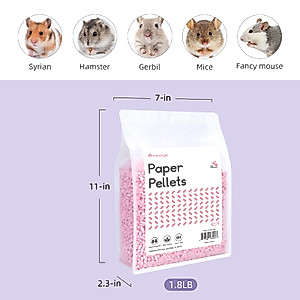 Niteangel Hamster Paper Pellets Bedding 1.8LB / 850g Small Aninam Bedding for Syrian Dwarf Hamsters Gerbils Mice Mouse Lemming Degus or Other Small-Sized Pets (Pink)