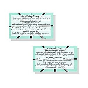Microblading Aftercare Cards Green | 50 Pack | Disposable FAQ Microblade Printed Certified Recommended Care Instructions 3.5 x 2" inches Microblading Supplies Client Take Home