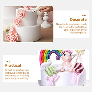 SHERCHPRY 4pcs Craft Shapes Foam Wedding Decor Cake Decorating Foams Cake Simulated Cake Model Cake Practice Round Cake Dummies 6 Cake Tier Faux White Flowers Practice Tools To Rotate
