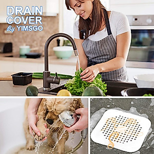 YIMSGO Drain Hair Catcher 2 Packs, Shower/Bathtub Drain Cover, Silicone Hair Catcher for Shower, Square Drain Stopper for Tub,Kitchen,Bathroom Gray/White