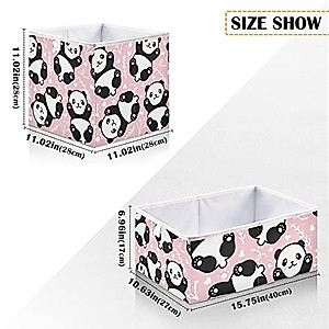 xigua Panda Cube Storage Bin Large Collapsible Storage Box Canvas Storage Basket for Home,Office,Books,Nursery,Kid's Toys,Closet